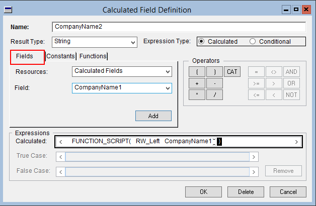 Report Writer - Creating a Calculated Field on the Company Name